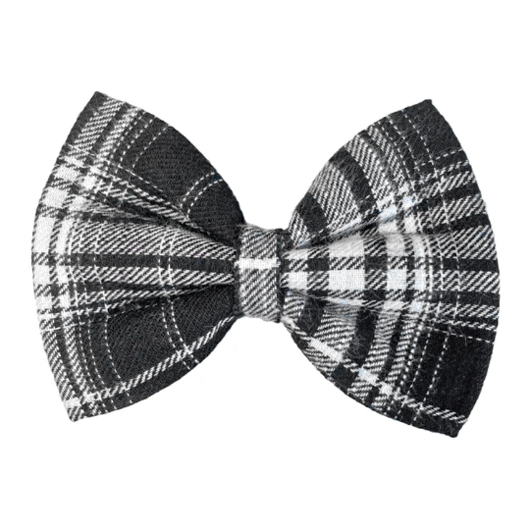 Black Plaid Dog Bow Tie or Cat Bow Ties, Tartan Bow for Dog Collar ...