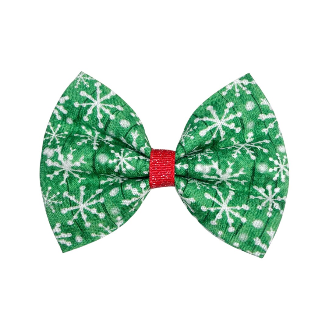 Green Christmas Bow Tie for Dogs and Cats, Snowflake Dog Bow Tie ...