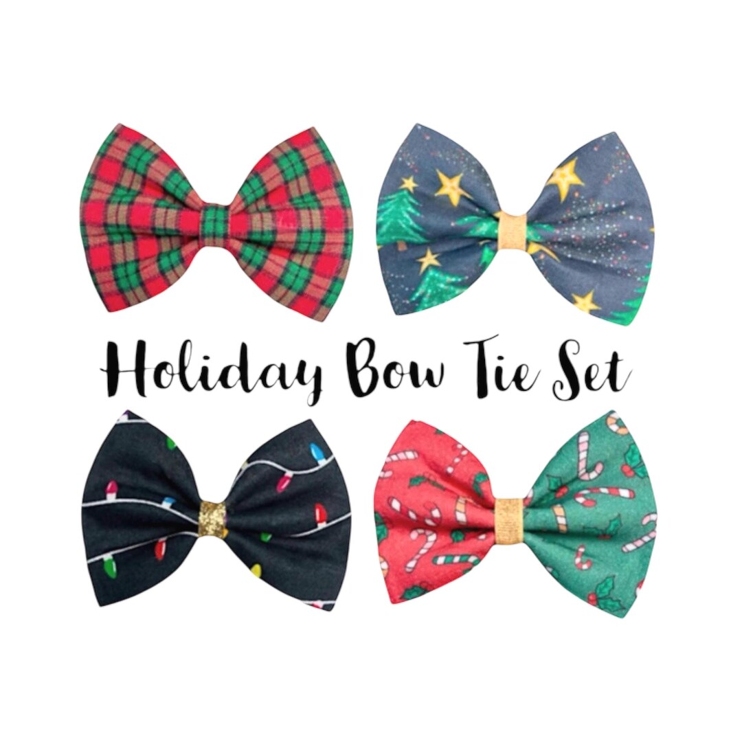 Christmas Dog Bow Tie Gift Set, Cat Bow Ties, Christmas Bow Ties for ...