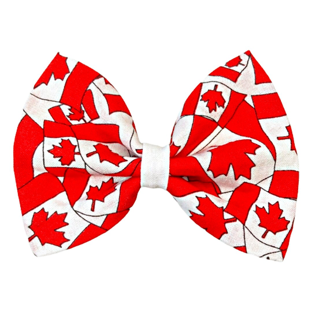 Canada Day Dog Bow Tie, Maple Leaf Bowtie for Dog Collar, Canada Flag Bows, Red and White Bows ...