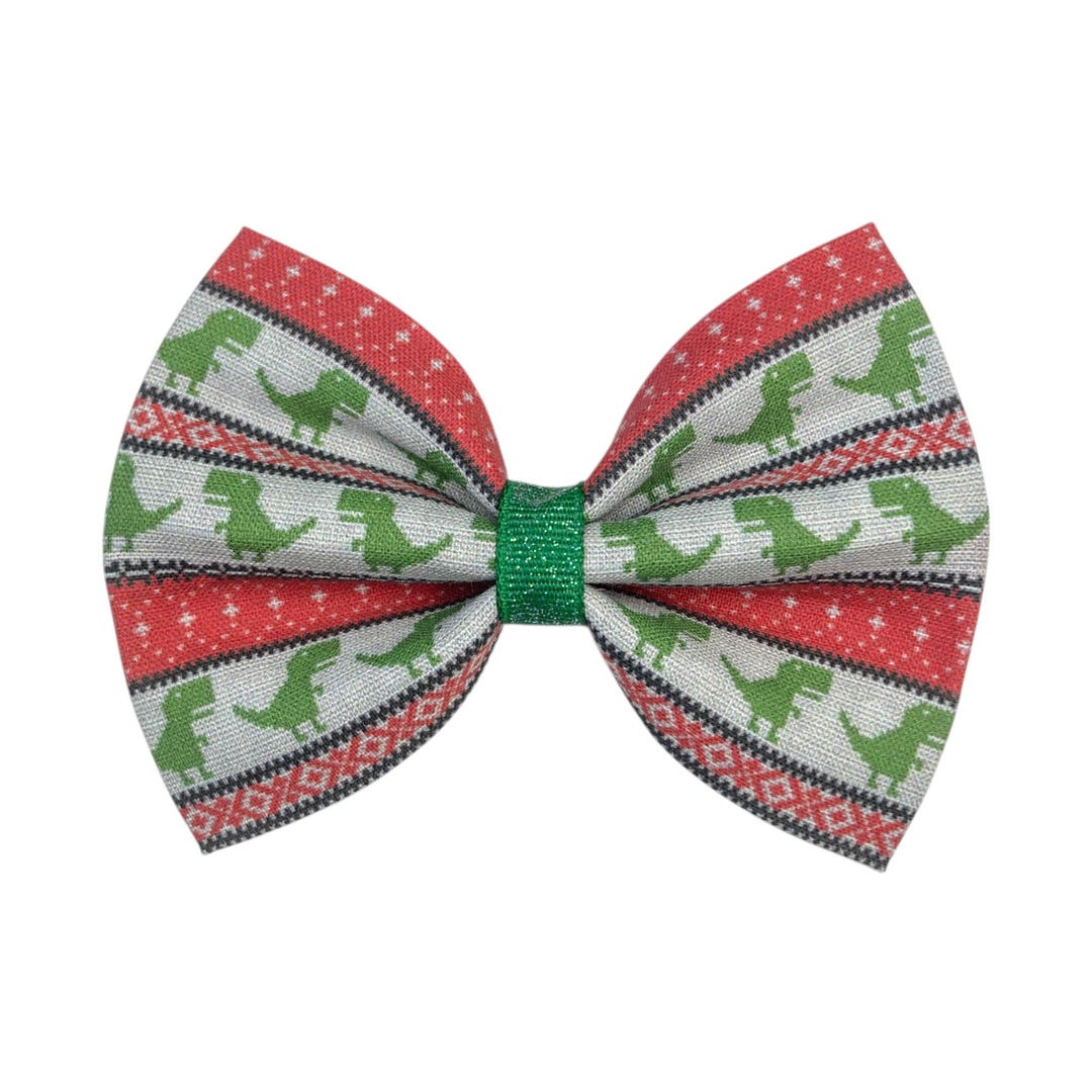 Christmas Dino Dog Bow Tie, Dinosaur Holiday Bows for Dogs and Cats ...