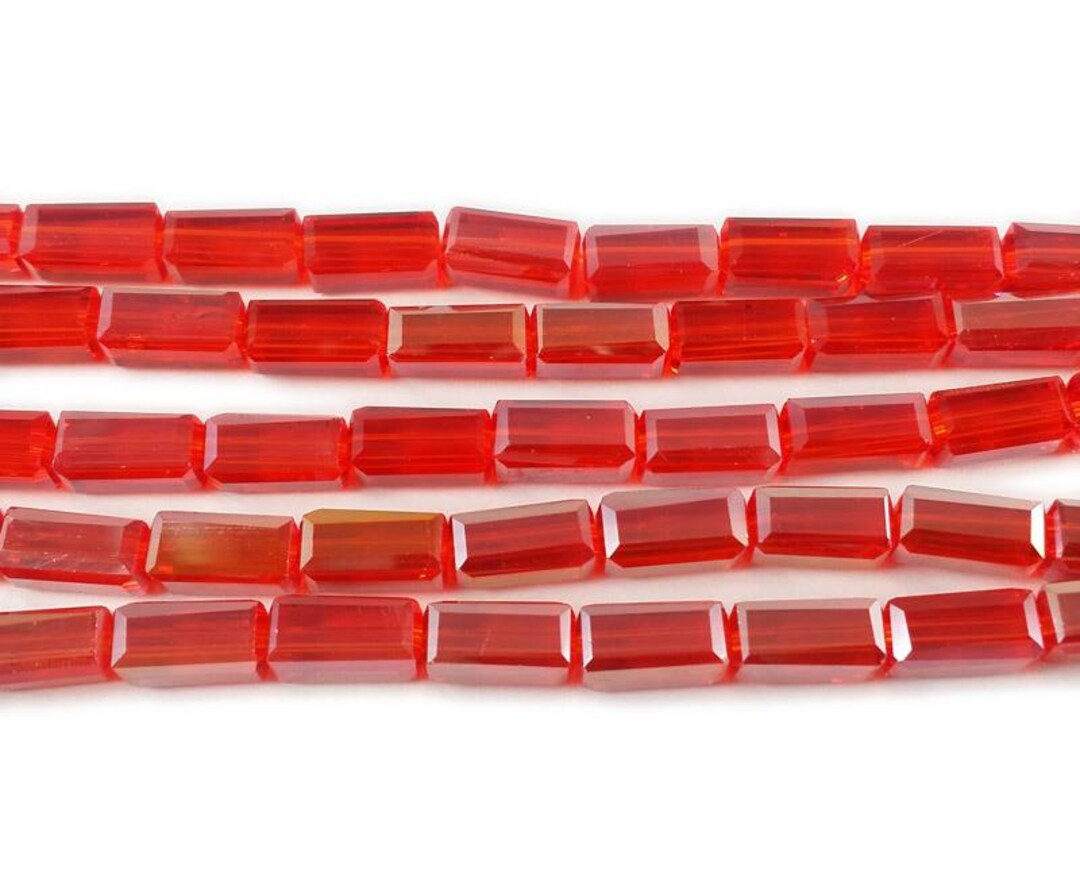 4.5x8mm Candy Red Rectangle Glass Beads Man-made Synthetic Beads ...