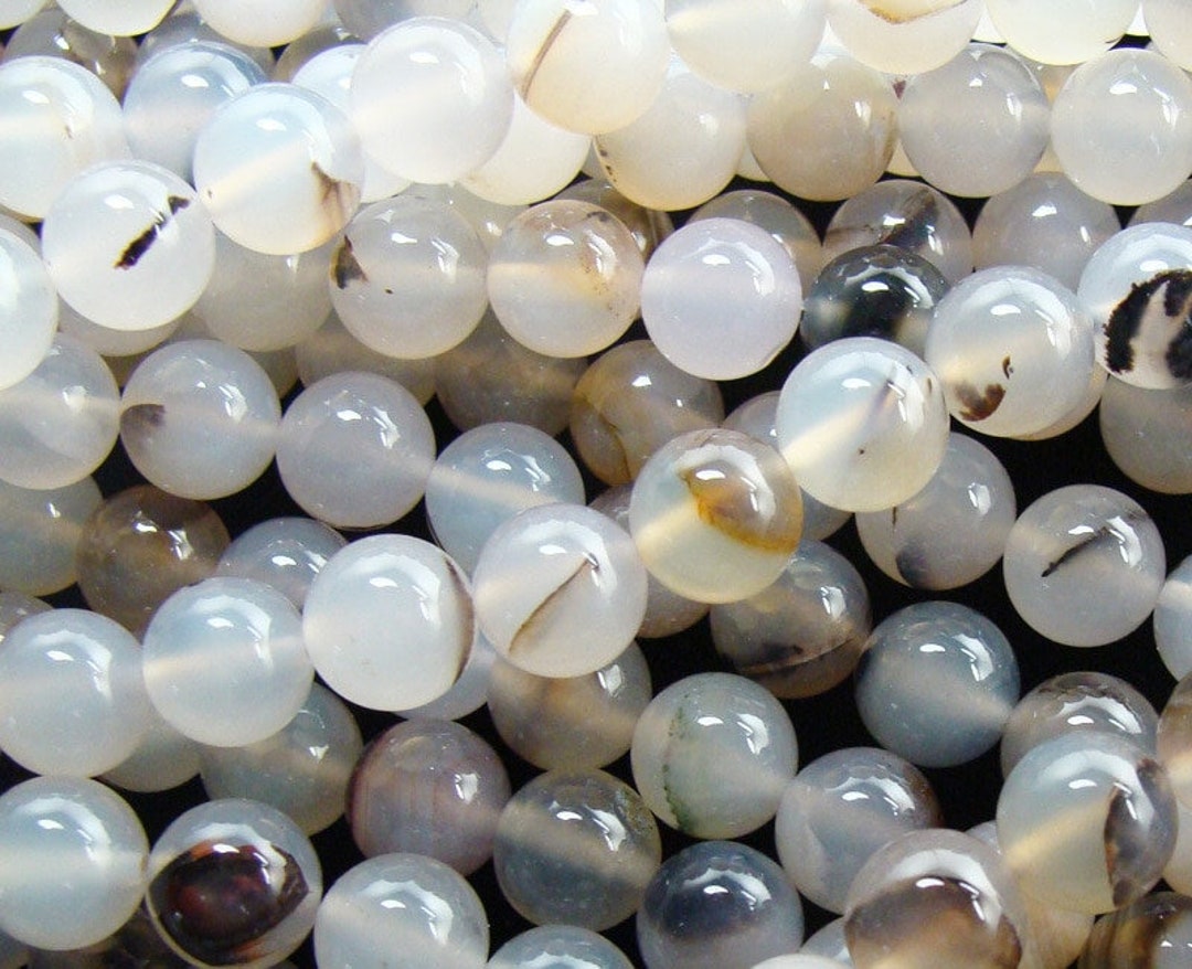 Natural 10mm 15.5 Inch Wind Shadow Agate Plain Round Beads Genuine ...
