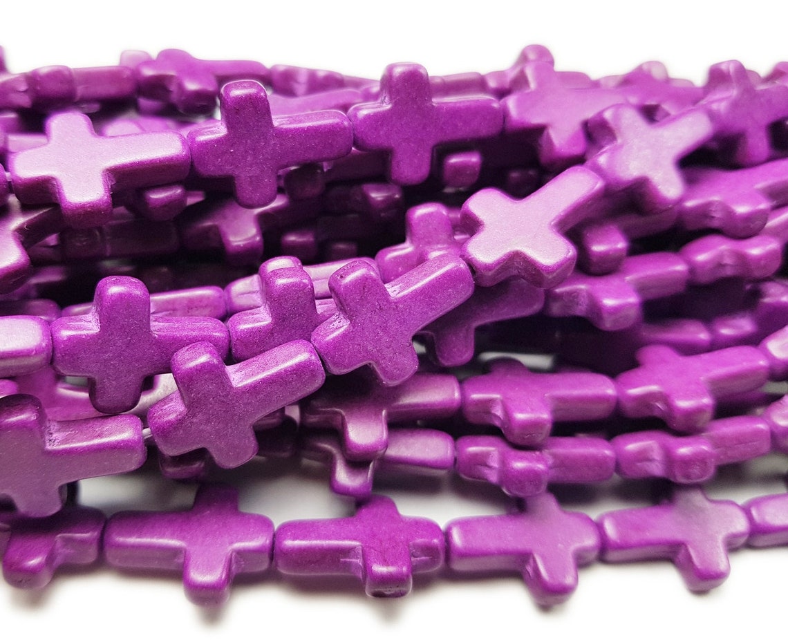 Natural 12x15mm Lilac Purple Howlite Cross Beads Genuine | Etsy
