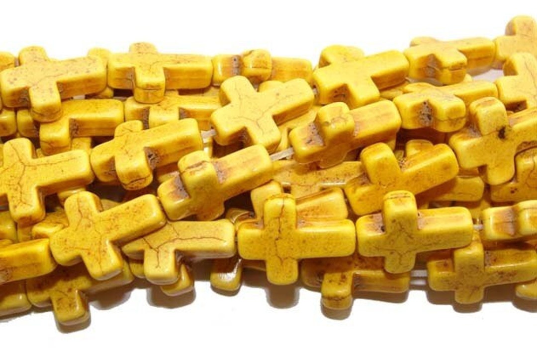 Natural 12x15mm 16 Strand Yellow Howlite Cross Beads - Etsy