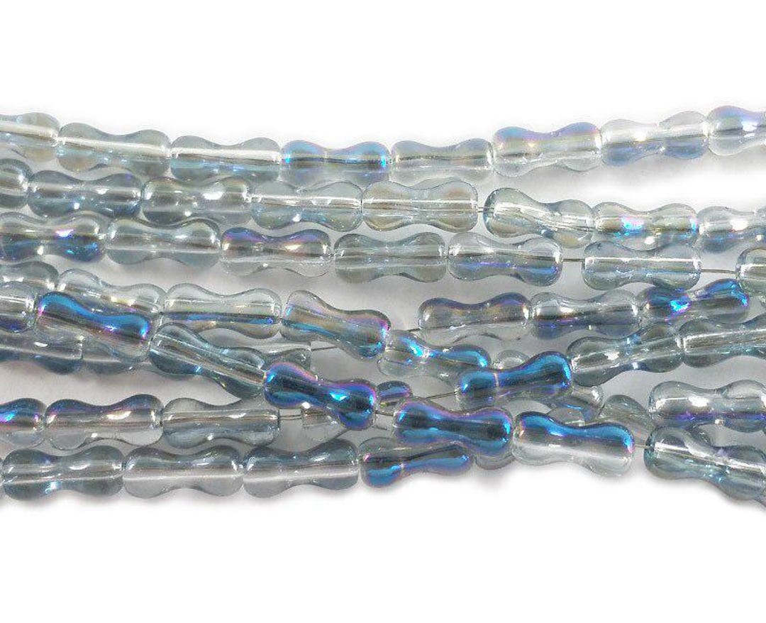 3.5x8mm Clear With Blue Ab Hourglass Crystal Glass Beads Man-made ...