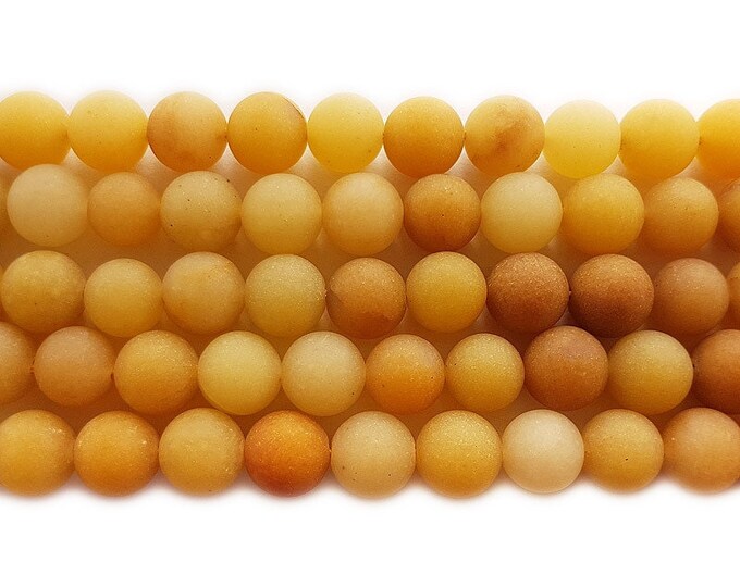 Natural 6mm Yellow Jade Matte Round Beads Genuine Gemstone - Etsy