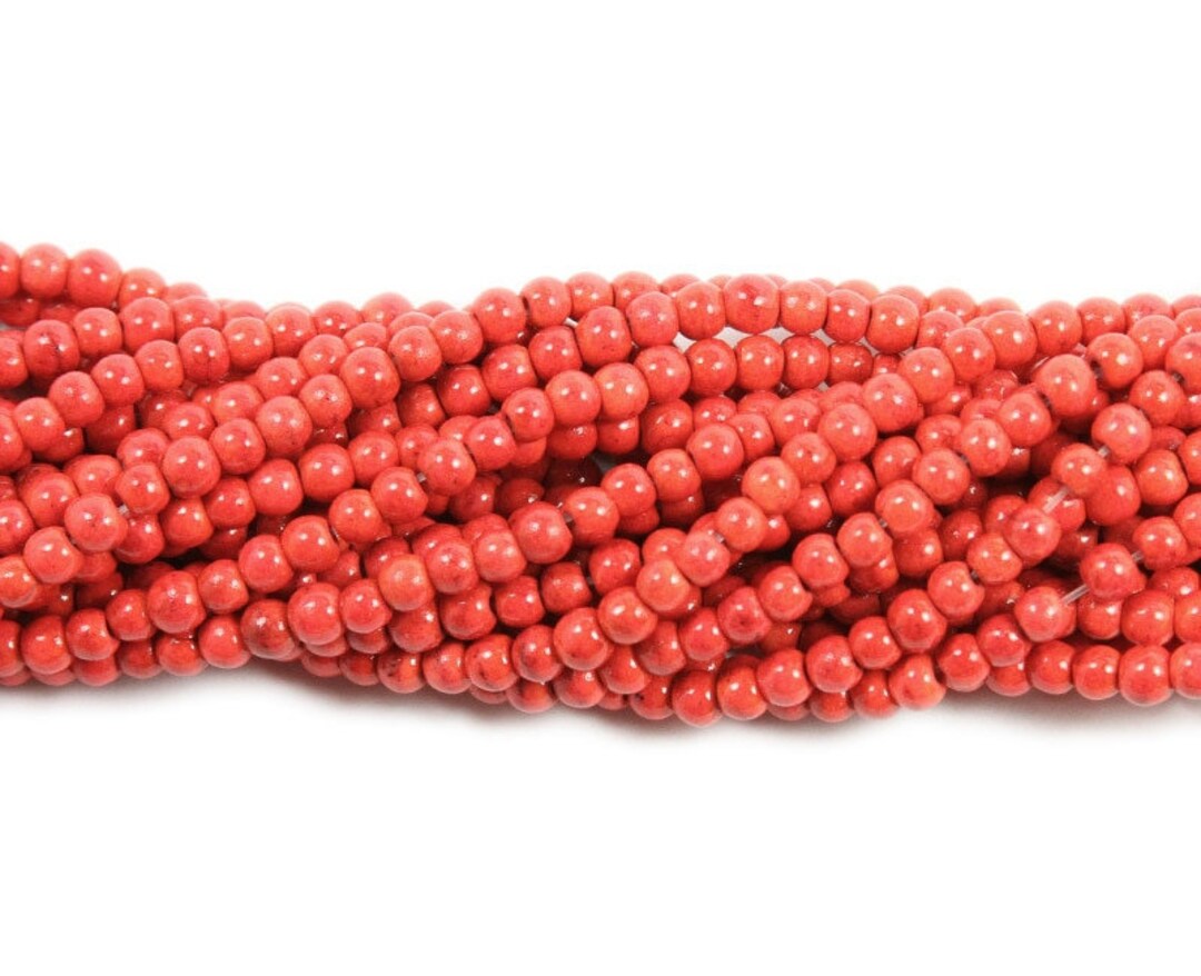 Natural 6mm Red-orange Howlite Glossy Round Beads Genuine Gemstone - Etsy