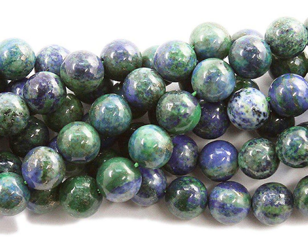 Natural 10mm Azurite Round Beads Genuine Gemstone - Etsy