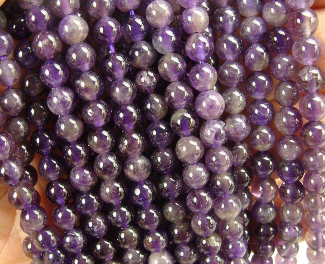 Natural 6mm 15.5 Inches Amethyst Round Beads Genuine Gemstone - Etsy