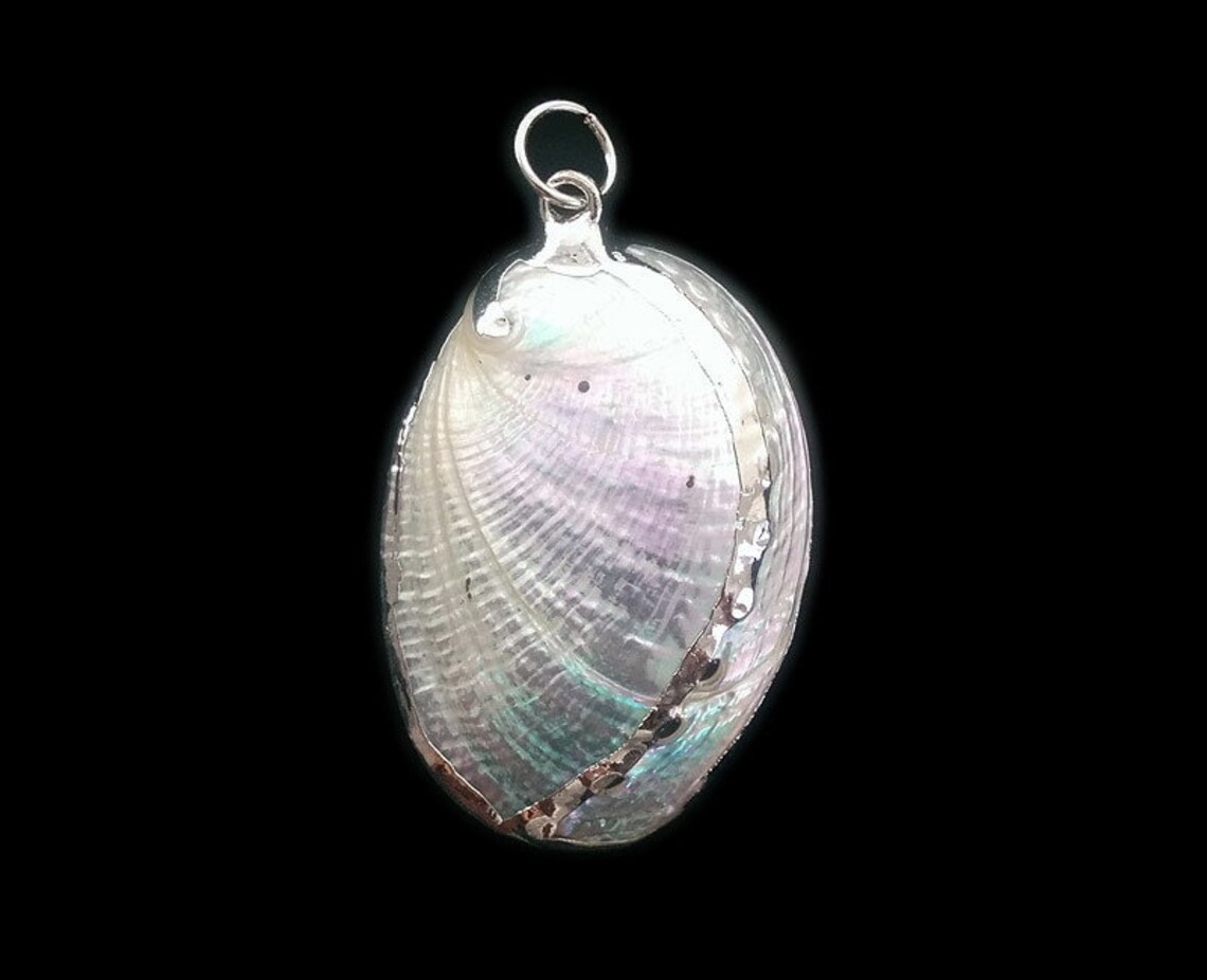 22x40mm 25x45mm White Shell Concave Pendant With A Silver - Etsy