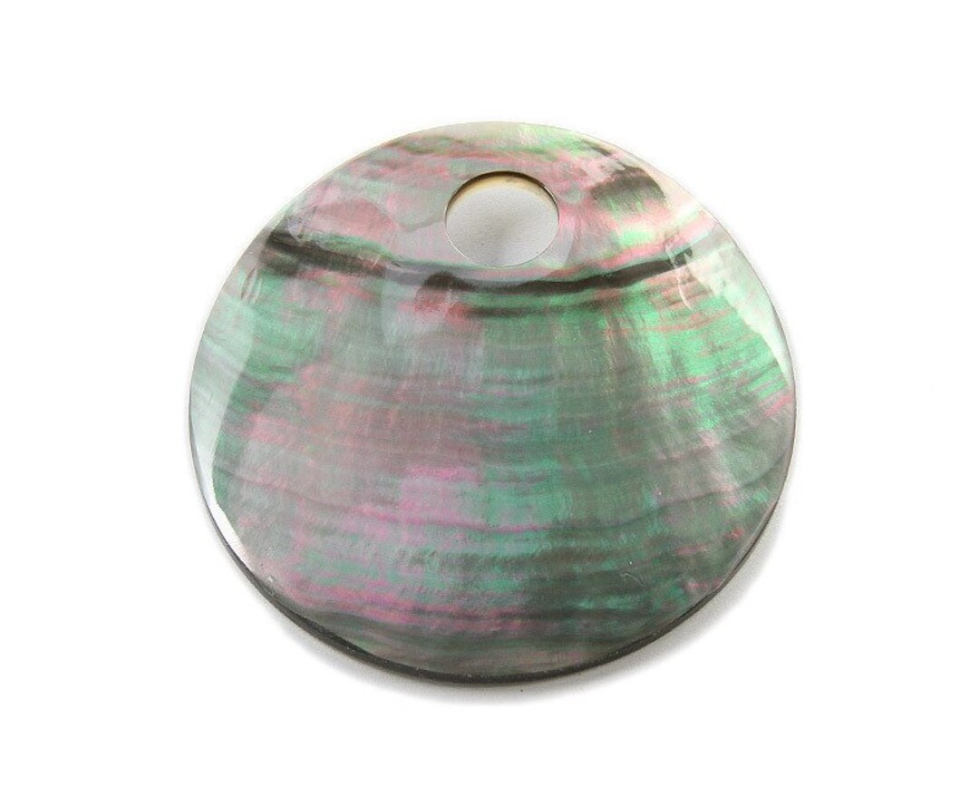 60mm Black Sea Shell Large Round Pendant Genuine Natural Gemstone - Etsy