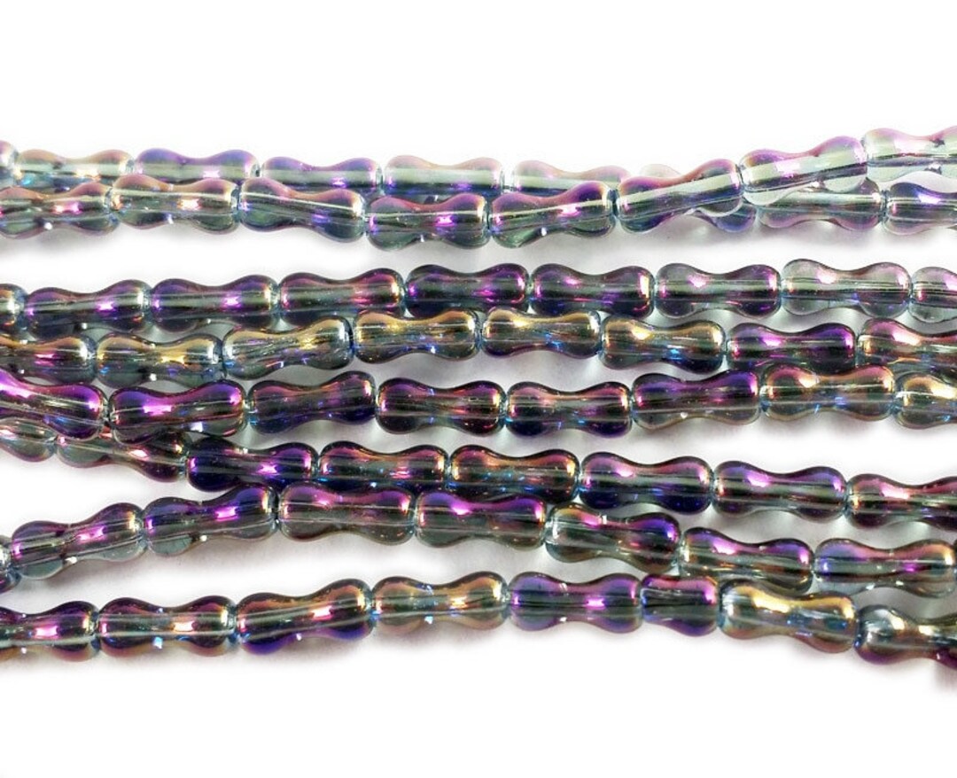 3.5x8mm Clear With Purple Ab Hourglass Crystal Glass Beads Man-made ...