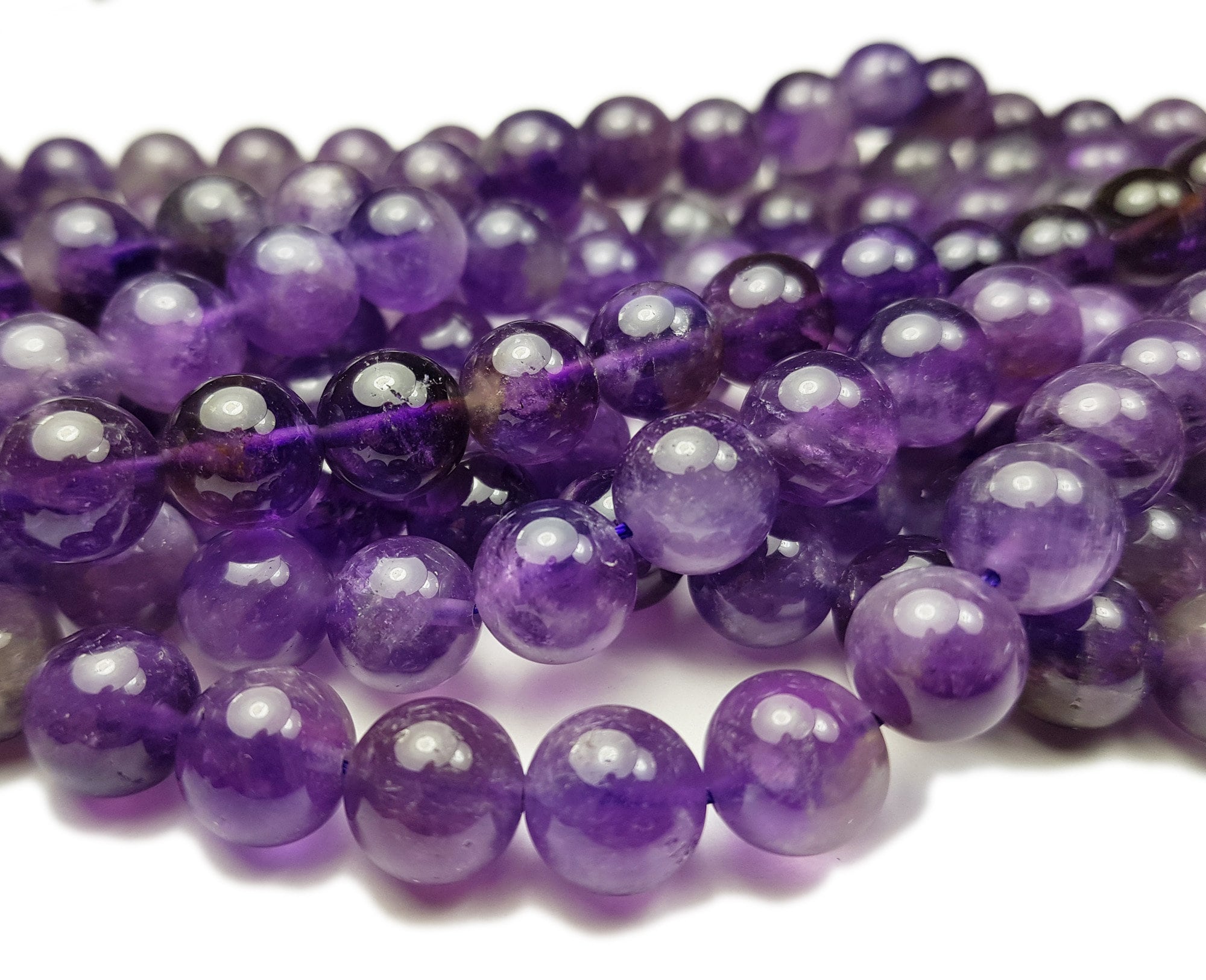 Natural 10mm Amethyst Round Beads Genuine Gemstone | Etsy UK