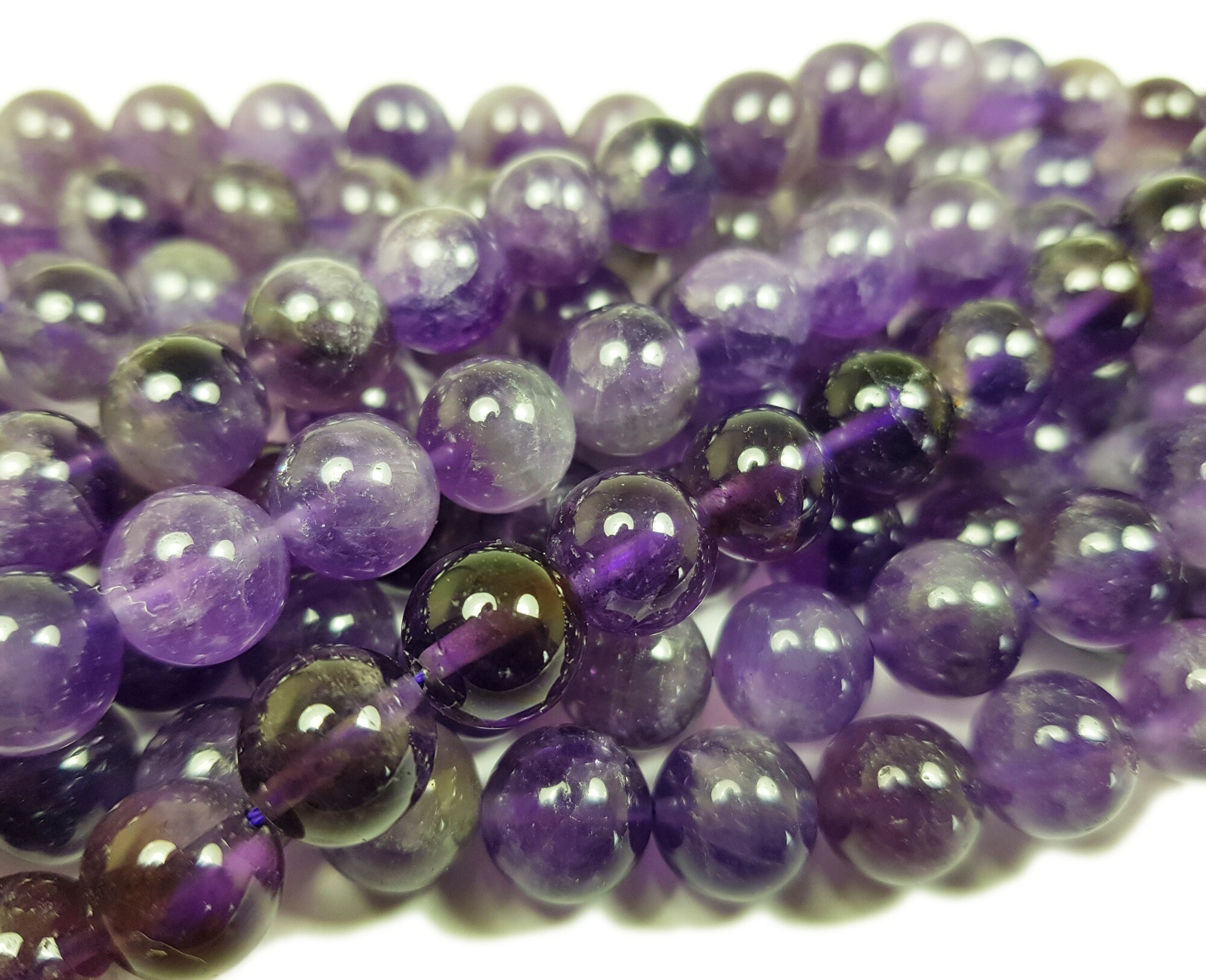 Natural 10mm Amethyst Round Beads Genuine Gemstone | Etsy