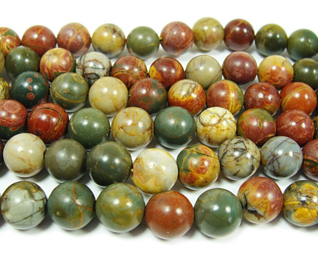 6mm 15.5 Inches Red Turquoise Smooth Round Beads Picasso Jasper Natural ...