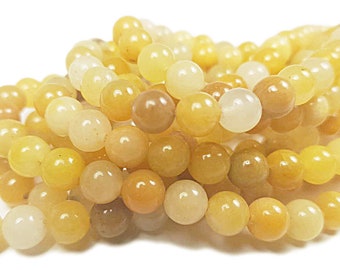 Natural 6mm Yellow Jade Matte Round Beads Genuine Gemstone - Etsy