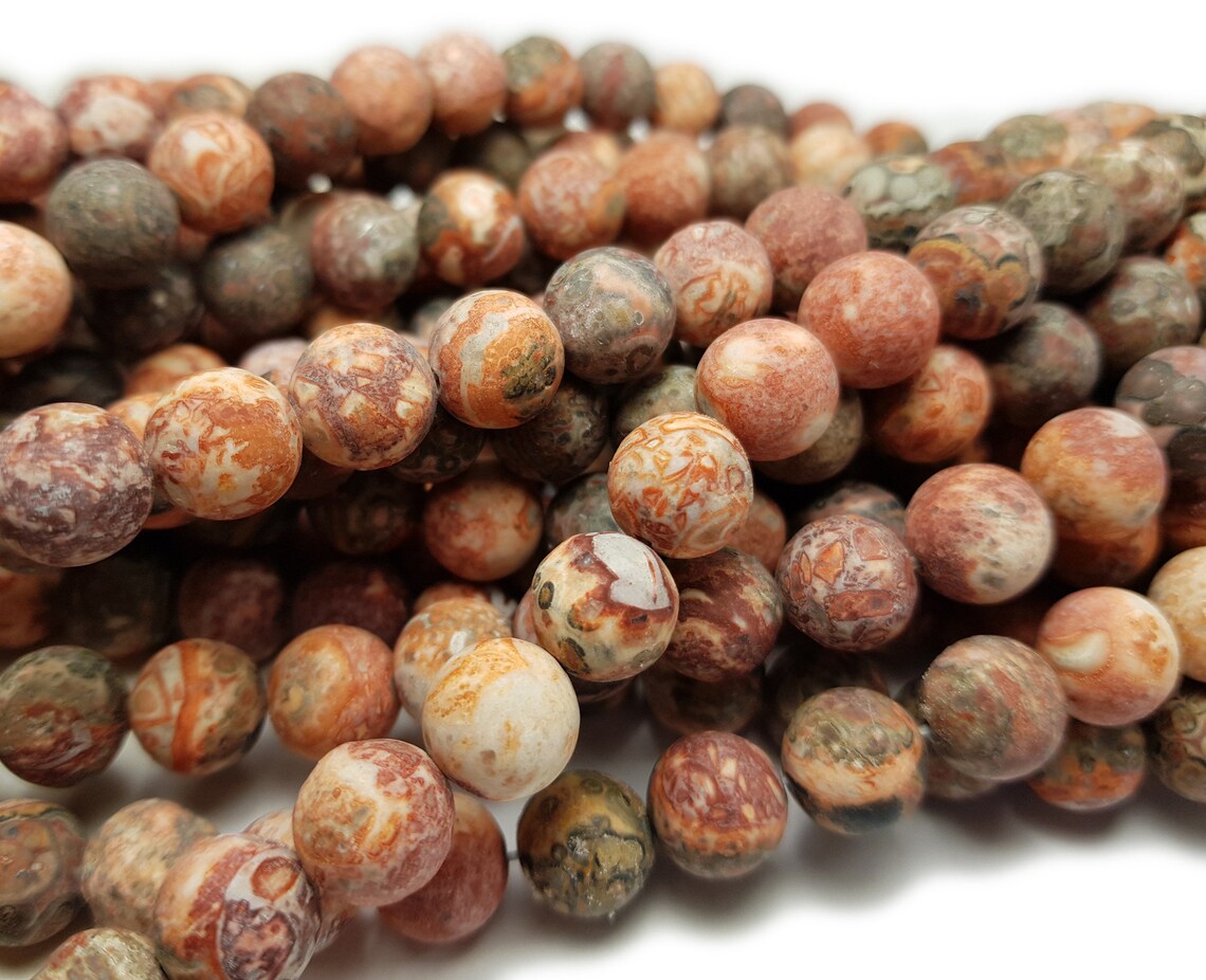 Natural 10mm Red Leopard Skin Jasper Matte Round Beads Genuine - Etsy