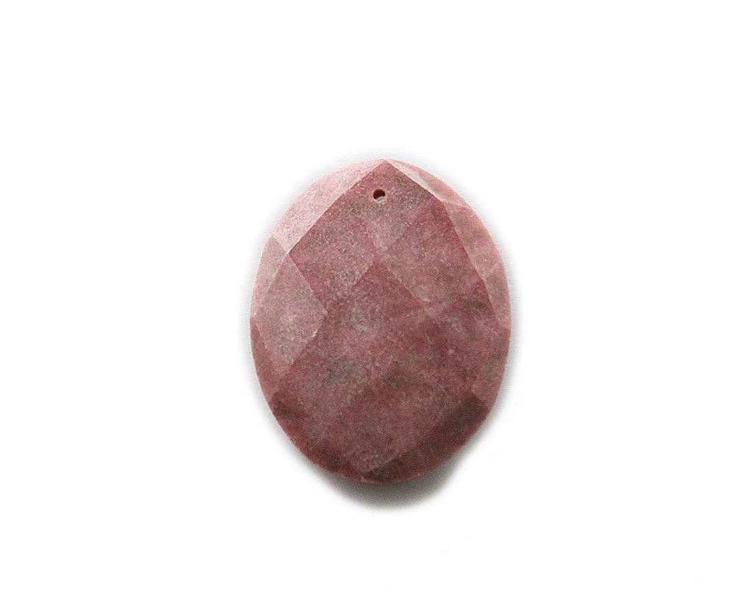 35x45mm Rhodonite Faceted Puffed Large Oval Pendant Genuine Natural ...