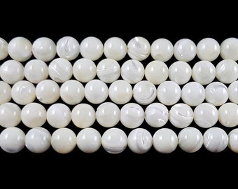 Natural 10mm White Shell Pearl Coin Beads Genuine Gemstone - Etsy
