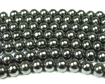 Natural 6mm Dark Gray Hematite Matte Faceted Round Beads Genuine ...
