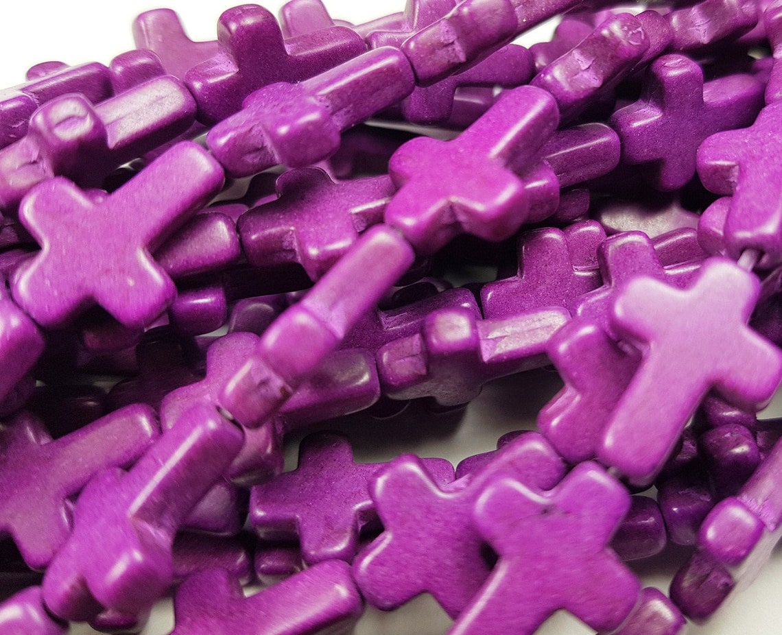 Natural 12x15mm Lilac Purple Howlite Cross Beads Genuine | Etsy