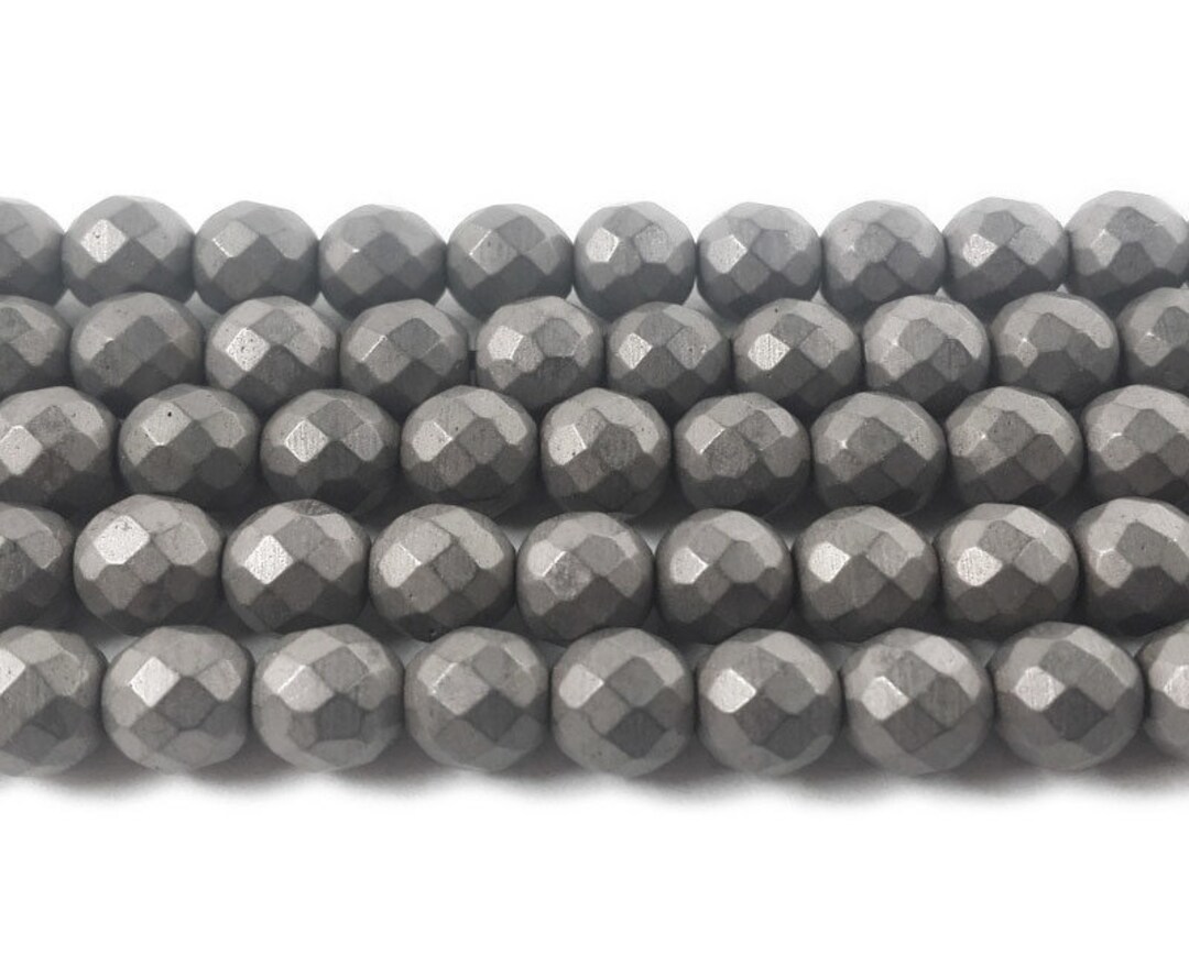 Natural 6mm Dark Gray Hematite Matte Faceted Round Beads - Etsy