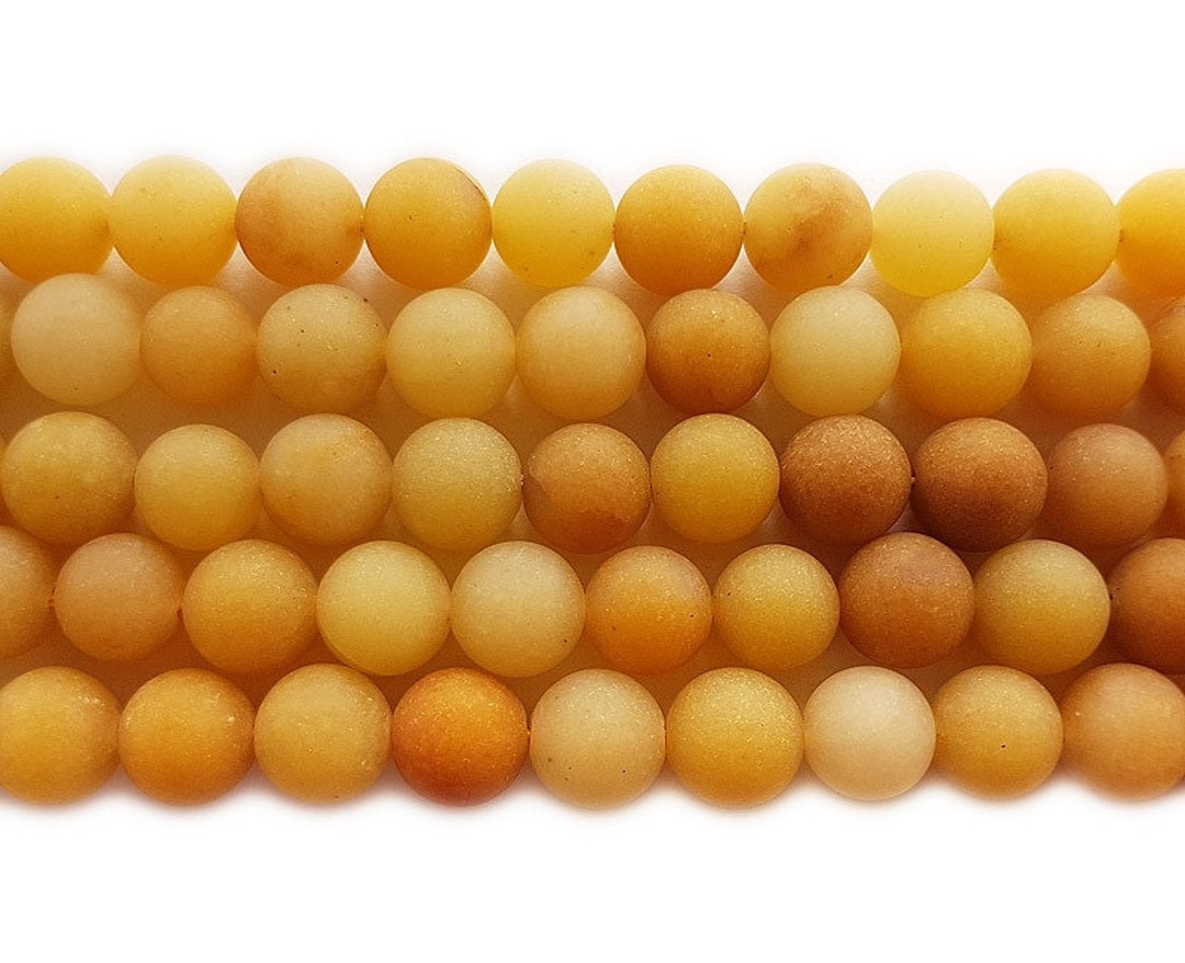 Natural 10mm Yellow Jade Matte Round Beads Genuine Gemstone - Etsy