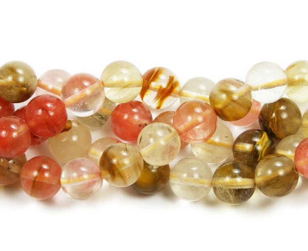 Natural 10mm Fire Cherry Quartz Round Beads Genuine Gemstone - Etsy