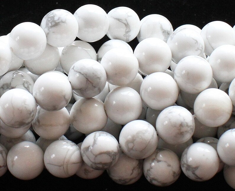 Natural 8mm White Howlite Round Beads Genuine Gemstone | Etsy