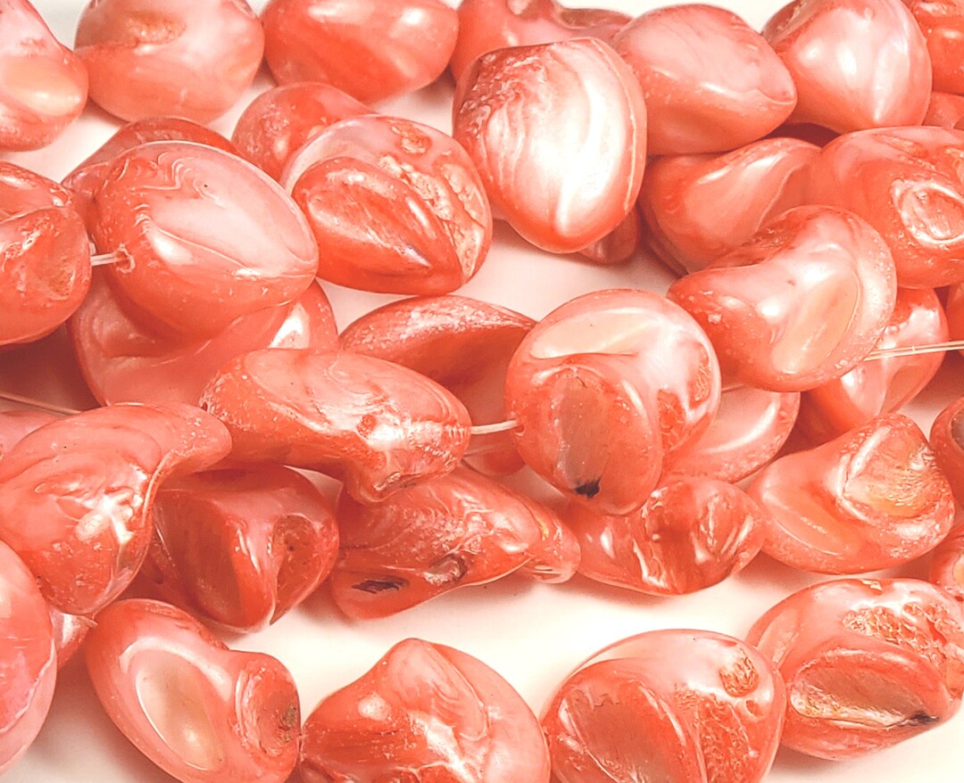 Natural 16x21mm Orange Mother of Pearl Smooth Nuggets Genuine - Etsy