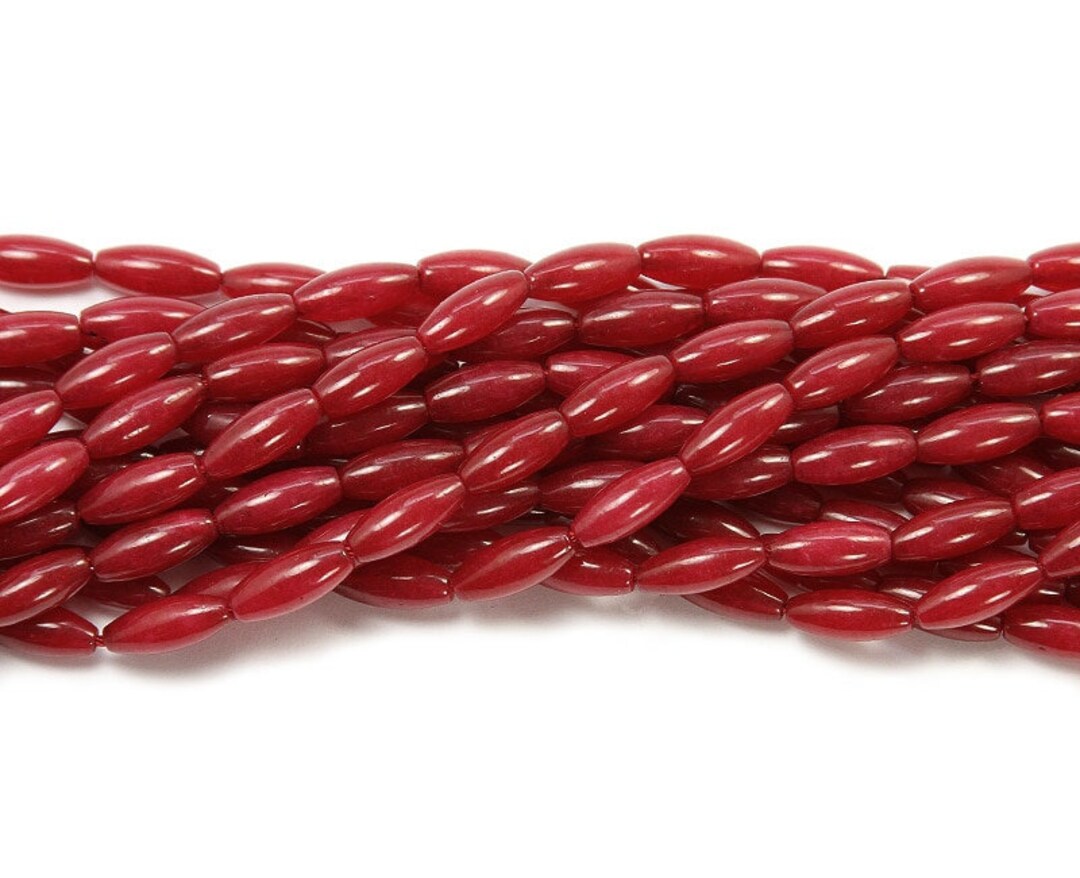 Natural Dyed Barrel Beads 5x12mm Ruby Jade Barrel Beads Genuine ...