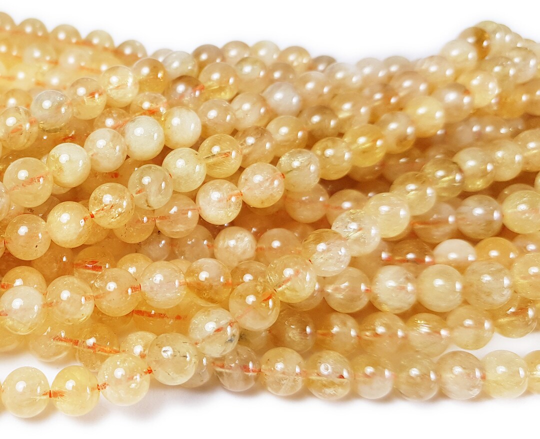 Natural 6mm Citrine Smooth Round Beads Genuine Gemstone - Etsy