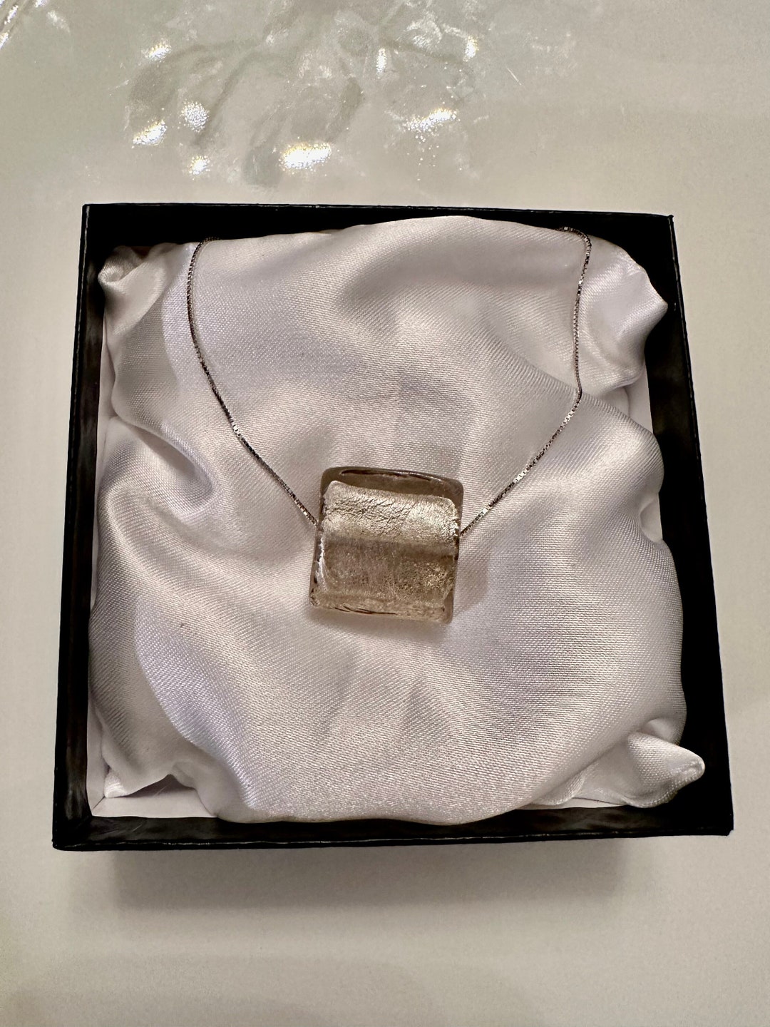 Hand-blown Silver Murano Glass on Sterling Silver Chain - Etsy