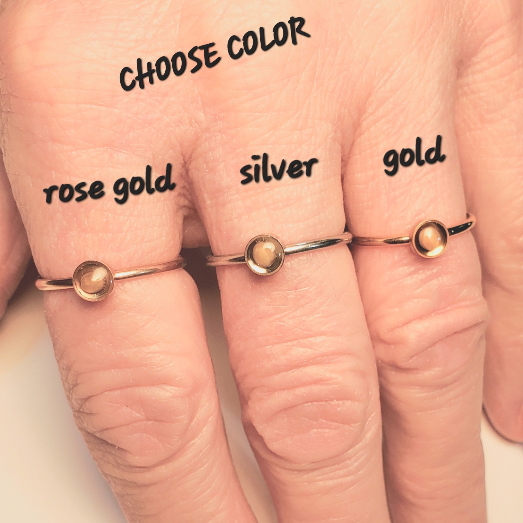 Simple Mustard Seed Ring, Adjustable, Choose Gold, Silver or Rose Gold ...