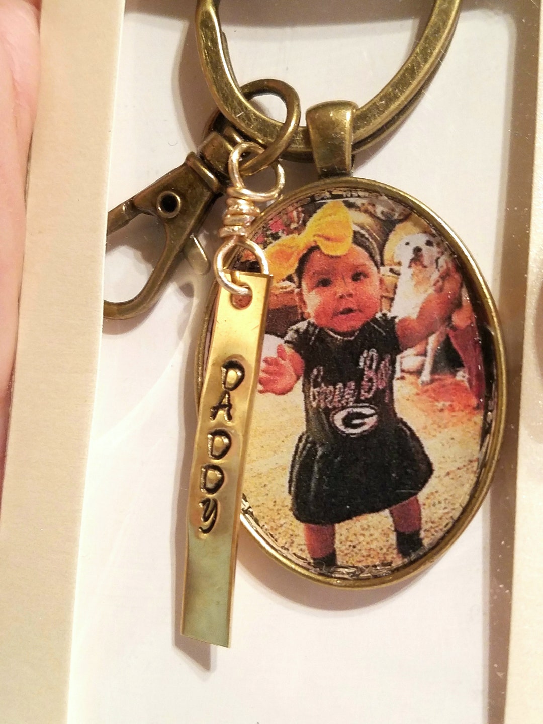 Hand Stamped Custom Photo Keychain or Purse Dangle Photo Gift: Your ...