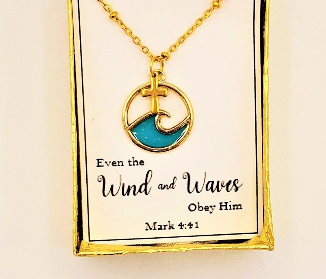 Ocean Wave Cross Necklace: Religious Gift - Etsy