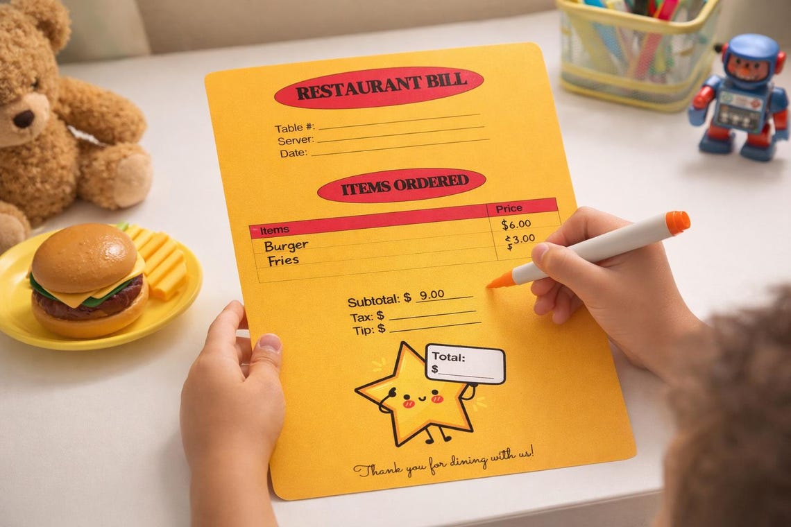Kids Play Restaurant Menu - Printable Pretend Play Set (PDF Download ...