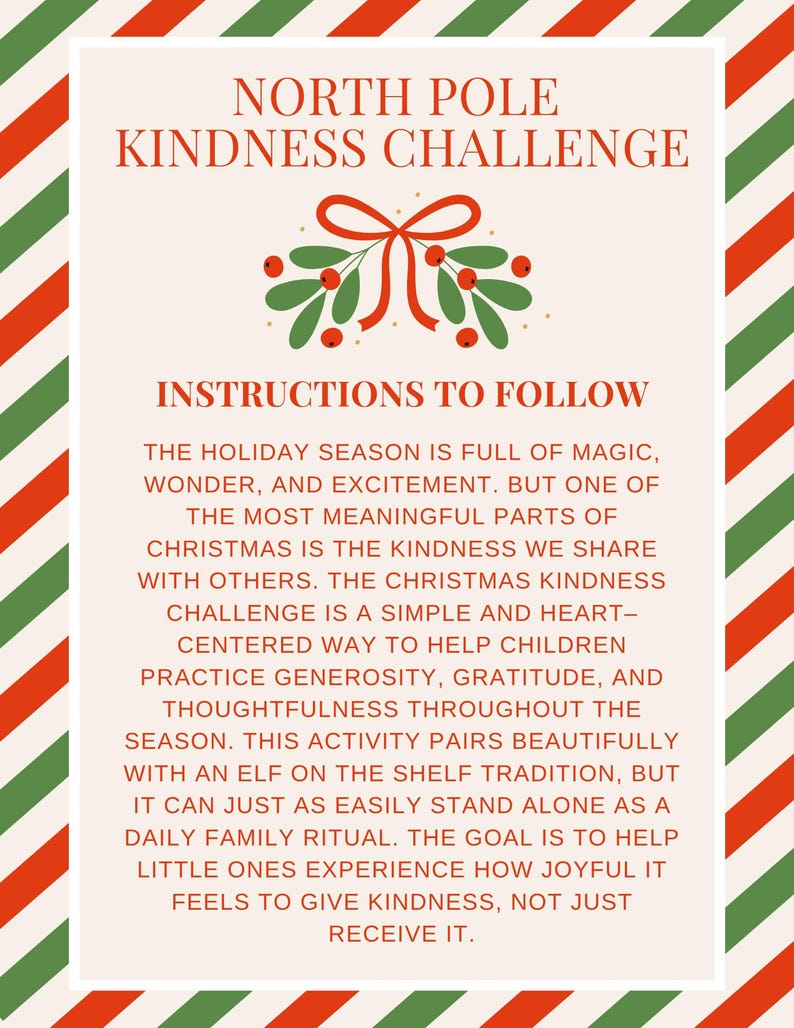 Elf Kindness Challenge Cards | Christmas Holiday Activity (printable ...