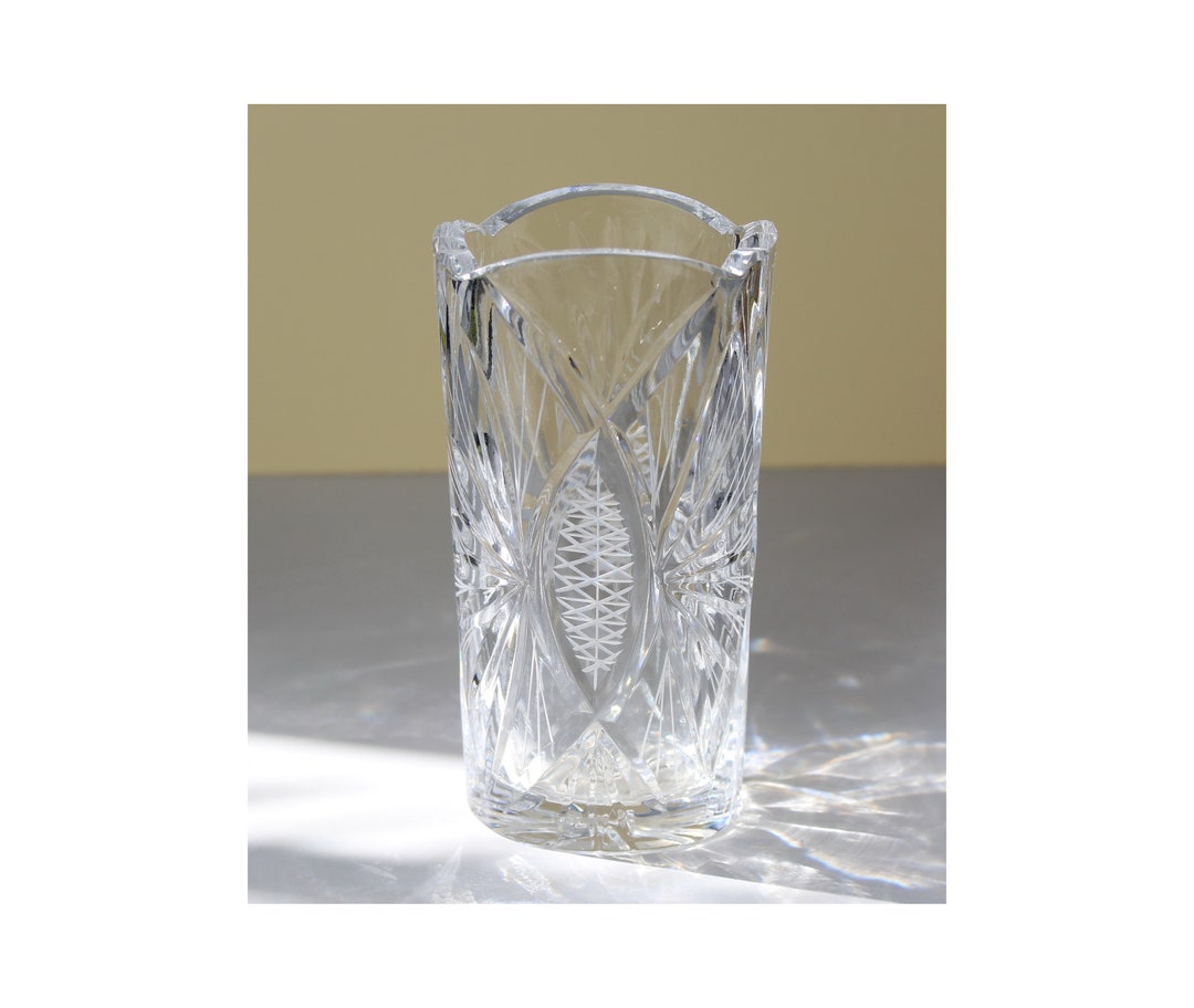 1980's Hand Cut Heavy Lead Crystal Vase 6 - Etsy
