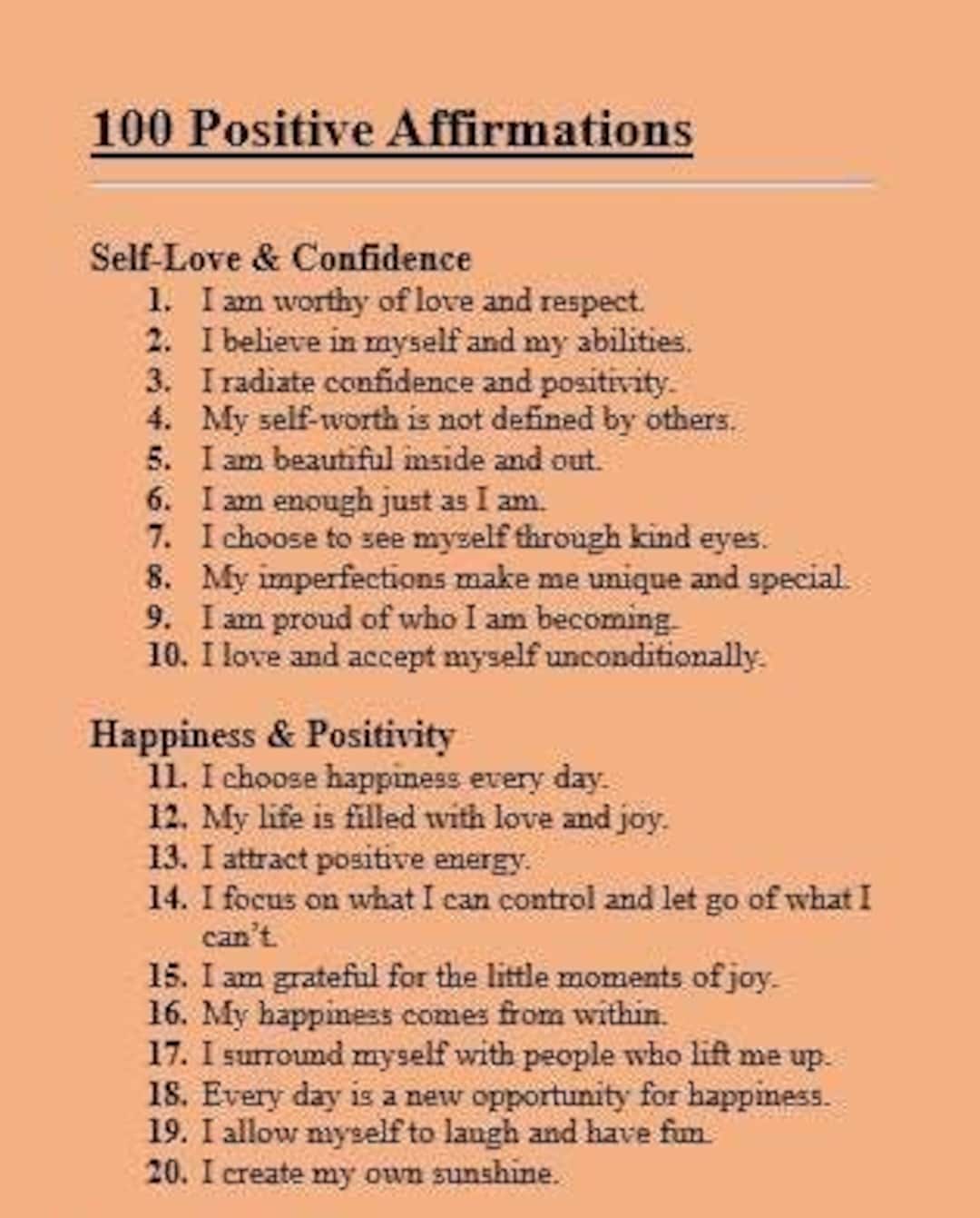 100 Positive Affirmations PDF (w/ FREE Gift!) - Etsy