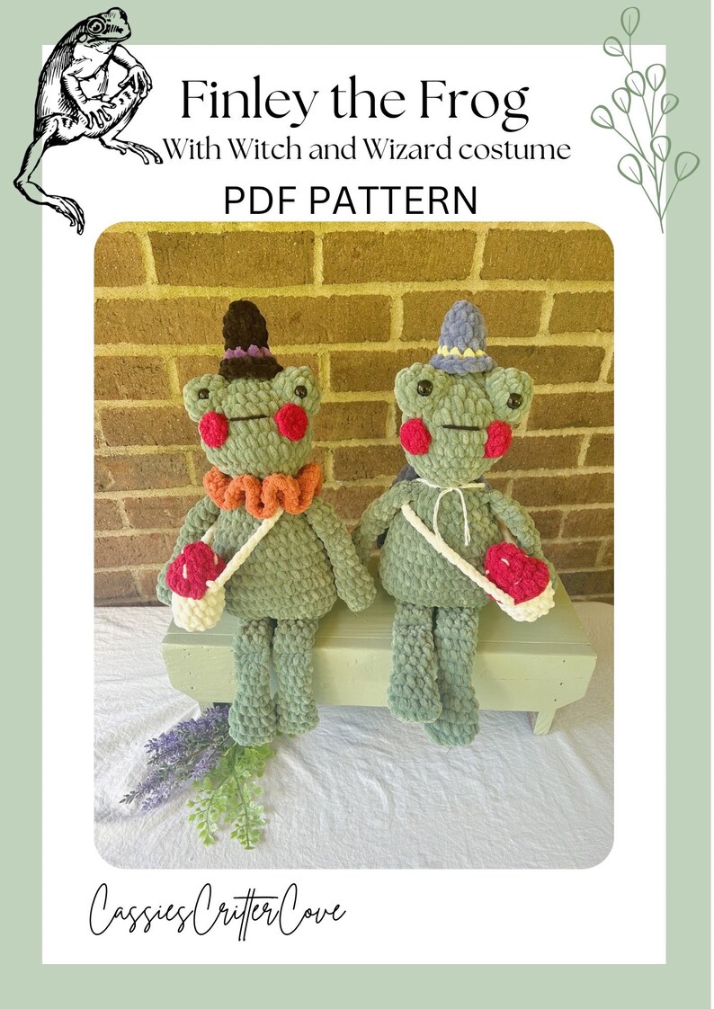 Finley the Frog With Witch and Wizard Costume PDF Crochet Pattern - Etsy