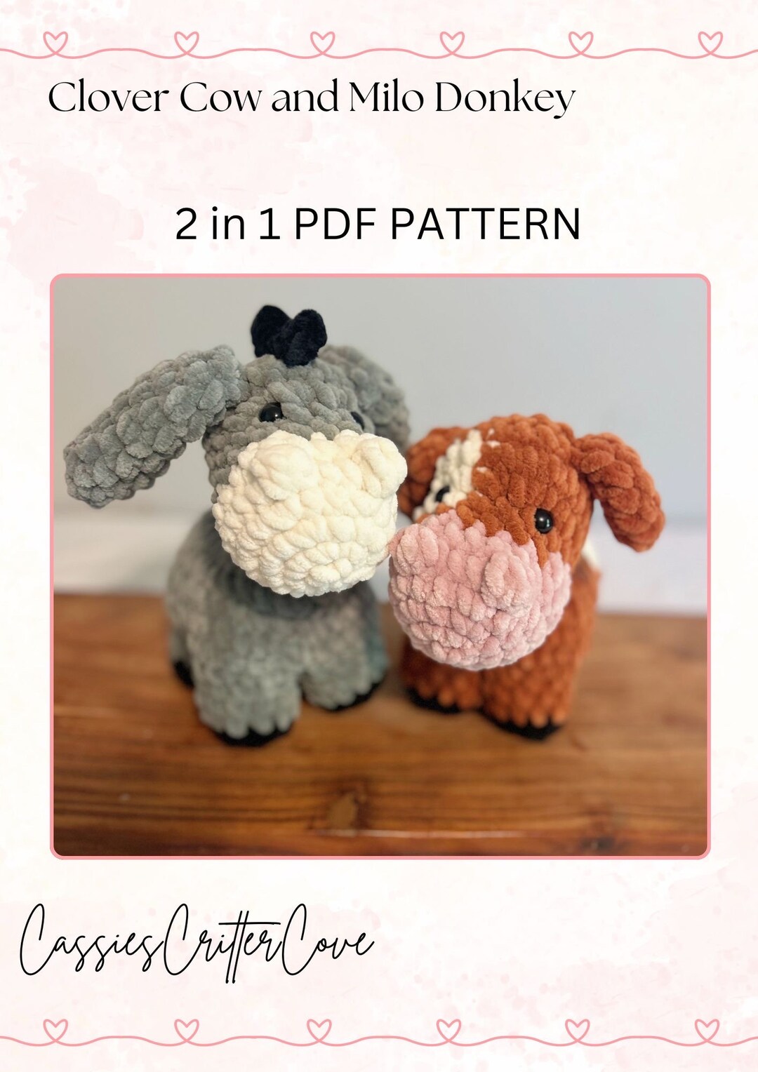 Clover Cow & Milo Donkey Crochet Pattern - Etsy