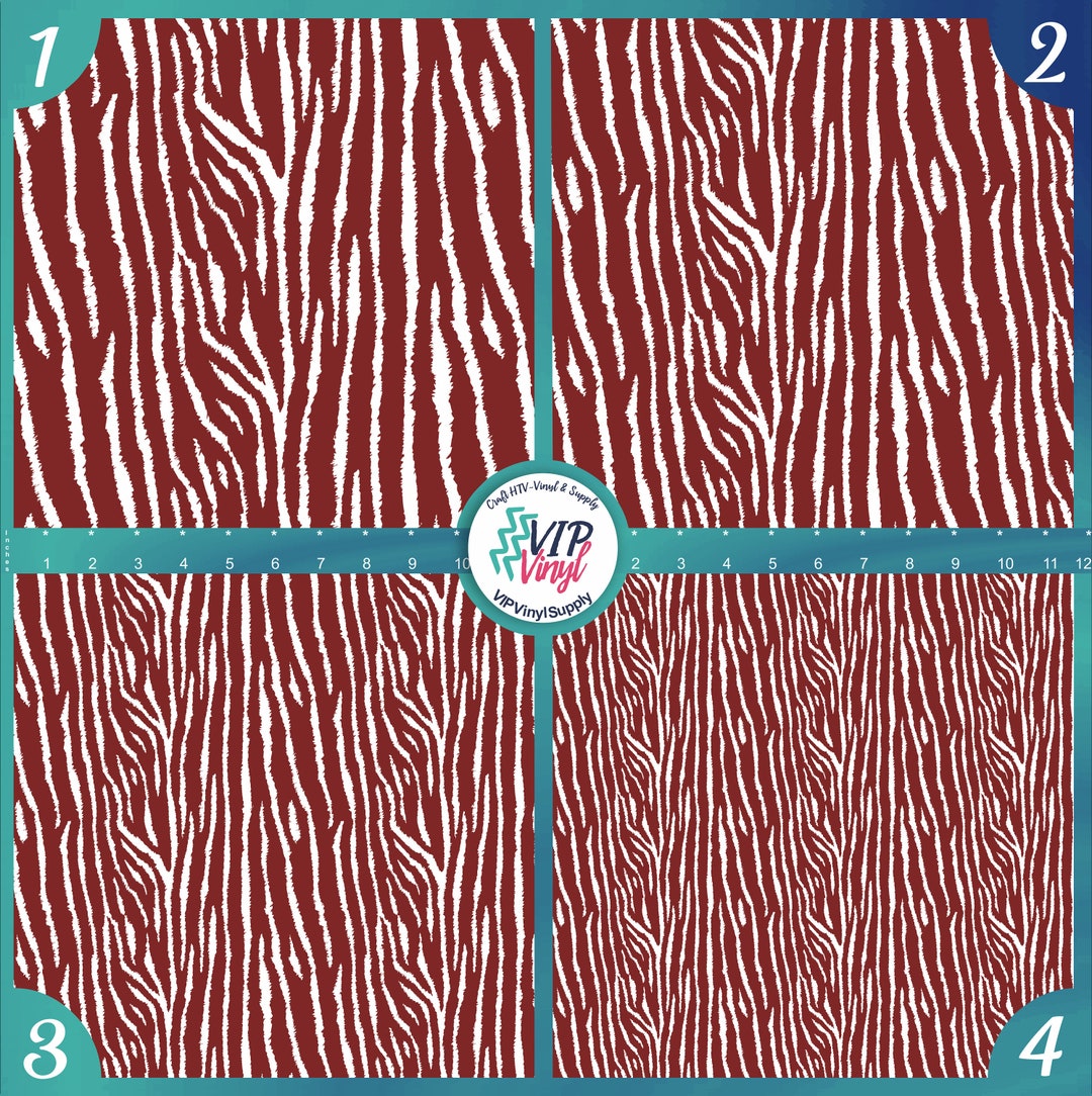 Maroon and White Zebra Printed HTV Vinyl, Heat Transfer Vinyl or Oracal ...
