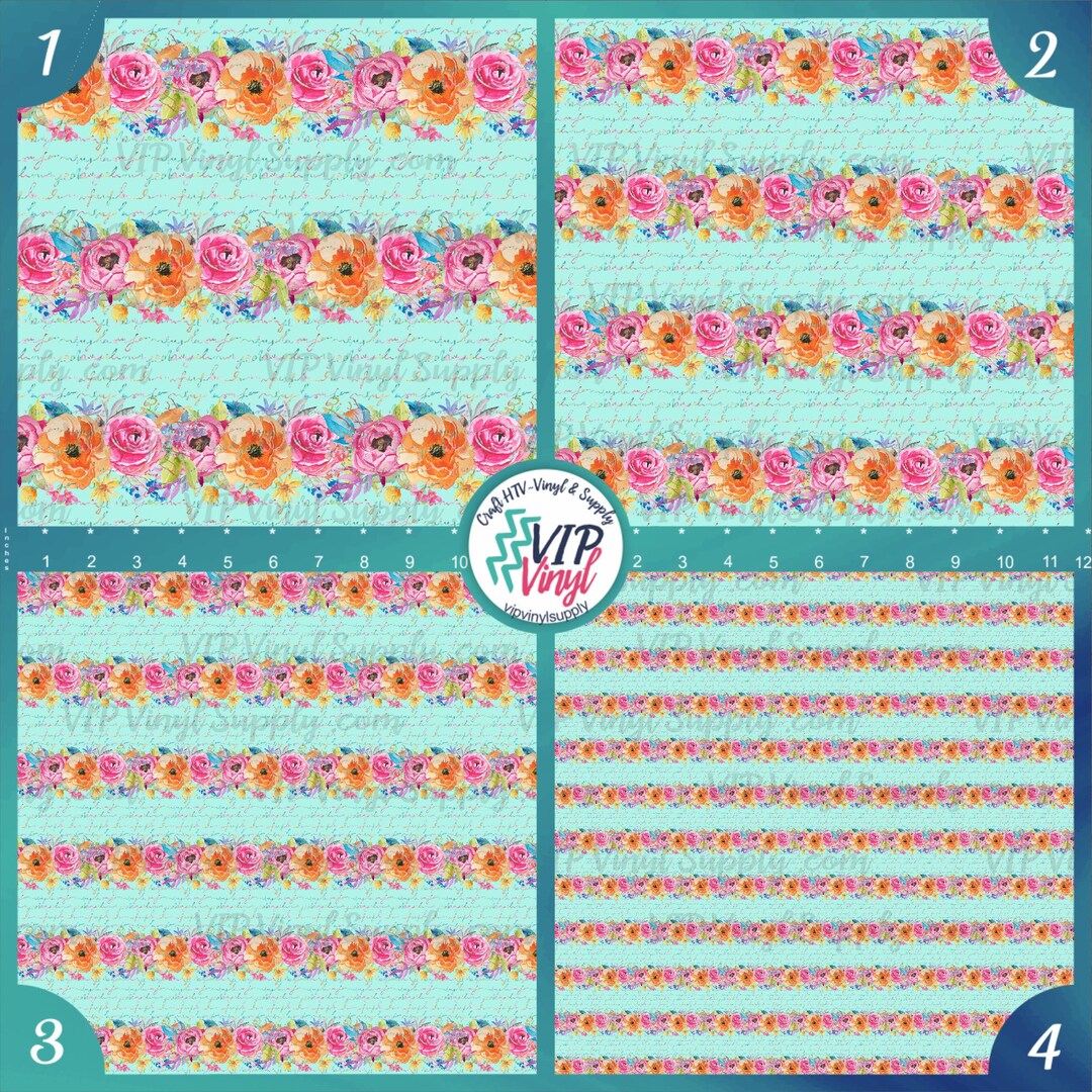 Mint Watercolor Floral Script HTV Vinyl, Heat Transfer Vinyl or Outdoor ...