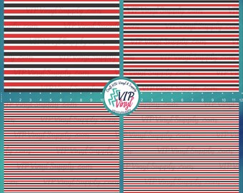 4th of July Heat Transfer Vinyl, Red White Striped Pattern HTV, 1 Sheet ...