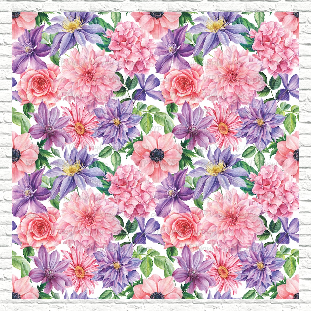Floral Patterned Craft Vinyl Sheet, Heat Transfer Vinyl, Adhesive Vinyl ...