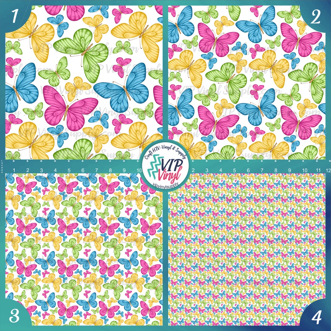 Butterflies Patterned Craft Vinyl Sheet, Heat Transfer Vinyl, Adhesive ...