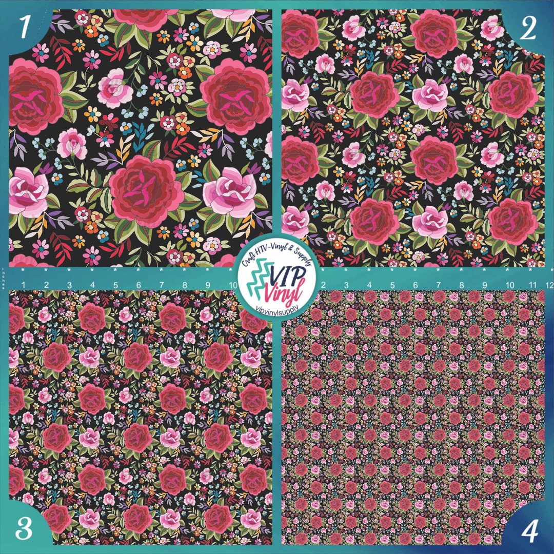 Floral HTV Vinyl Flower Printed Heat Transfer Vinyl Sheets or - Etsy