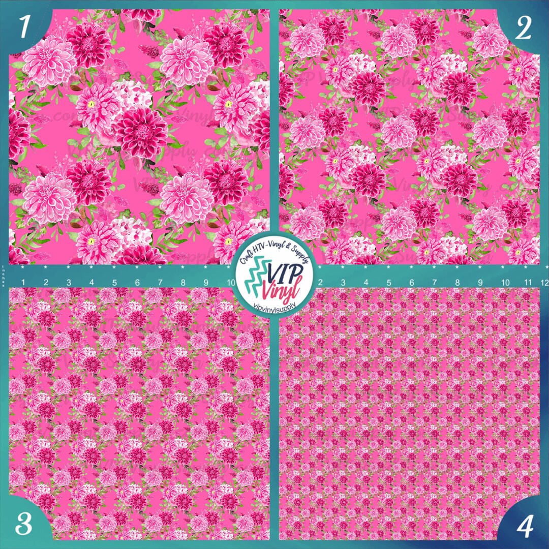 Pink Floral HTV Vinyl Floral Printed Heat Transfer Vinyl - Etsy